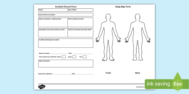 Body Map Template Accident Form Activity