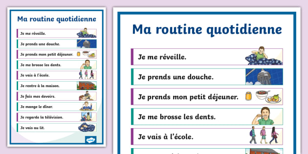 Daily Routine In French Feuille D'activités : Ma Routine Quotidienne