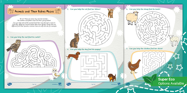 Animal Mazes For Kids
