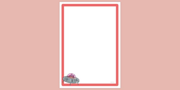 FREE! - Simple Blank Alien in Spaceship Page Border | Twinkl