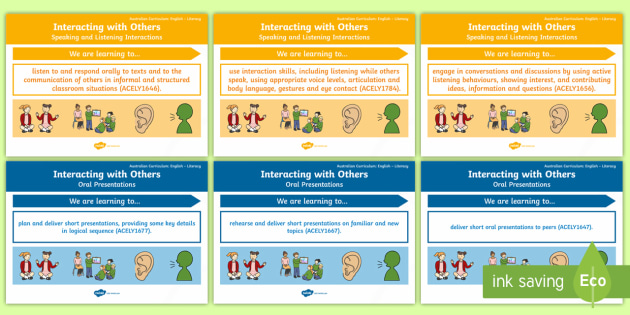Literacy Content Descriptions Interacting with Others Display Posters
