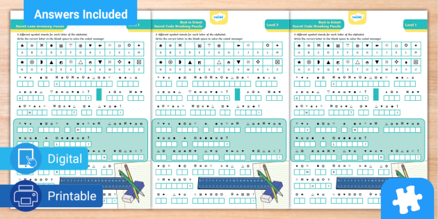 Fun Back to School Secret Code Breaking Puzzle Pack - AL