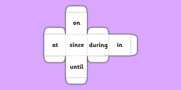 Time Prepositions Dice Net (teacher made)