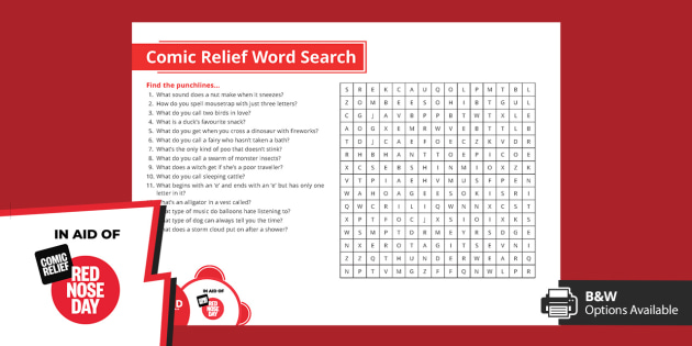 Comic Relief Word Searches | twinkl.com.au