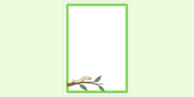 FREE! - Blank Silkworm Crawling Along a Branch Page Border | Twinkl