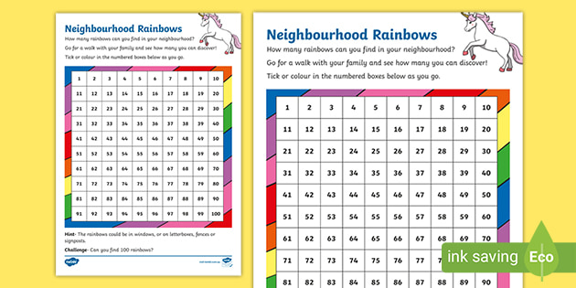 Neighbourhood Rainbow Counting Worksheet (teacher made)