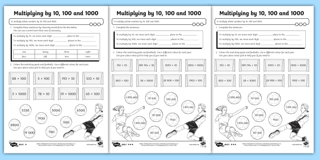 👉 Year 5 Multiplying by 10, 100 and 1000 Maths Activity Sheet