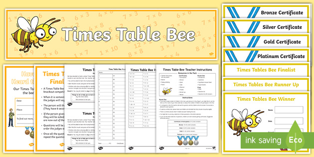 Times Table Bee Resource Pack