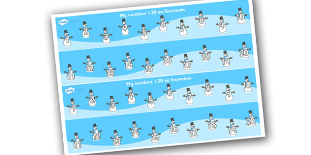 1-20 on Snowmen Number Strips (teacher made)