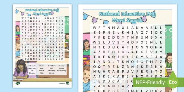National Education Day Word Search (Teacher-Made)
