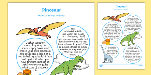 Dinosaurs Home Learning Challenge Sheet Nursery FS1