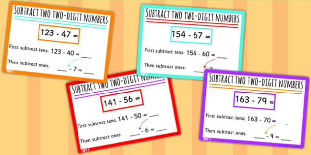 Subtract Two Digit Numbers Crossing 10 and 100 KS1 Math Challenge