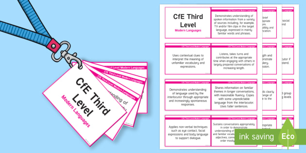 CfE Third Level Modern Languages Lanyard-Sized Benchmarks