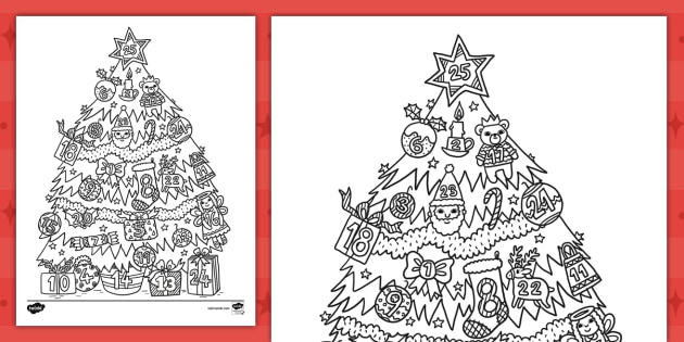 christmas countdown calendar coloring page