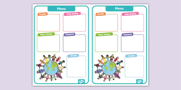 Around the World Themed Editable Menu - wrap around care