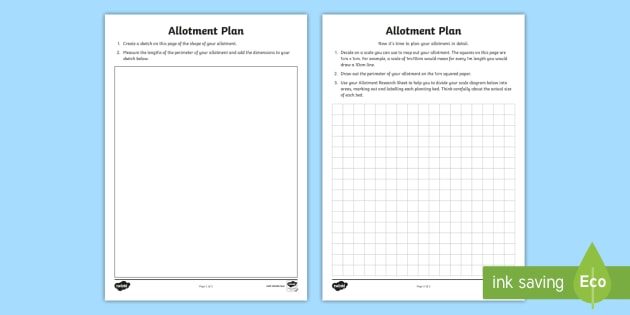Plan Your Own Allotment Worksheet (teacher made)