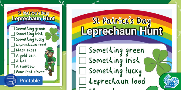 St. Patricks Day Leprechaun Scavenger Hunt Game