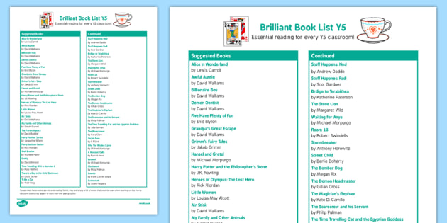 Brilliant Book List | Books for Year 5 Pupils