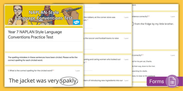 Year 7 NAPLAN Language Conventions Practice Test Google Form