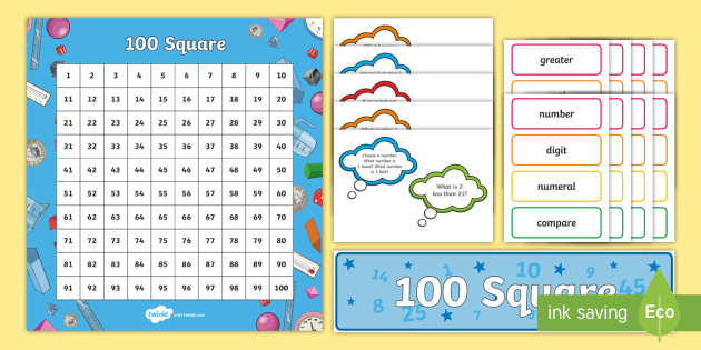 KS1 Hundred Square Display Pack (teacher made)