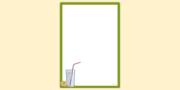 FREE! - Simple Blank Glass of Lemonade Page Border | Page Borders | Twinkl