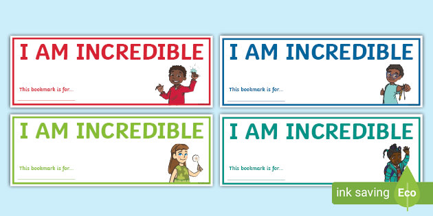 FREE! - I Am Incredible Bookmark – Bookmarks – Twinkl Resources