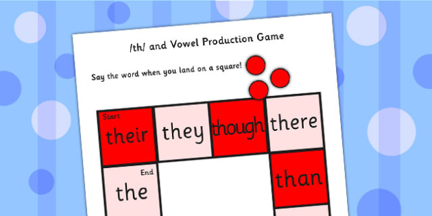th and Vowel Production Game - th, vowel, sounds, sound, game