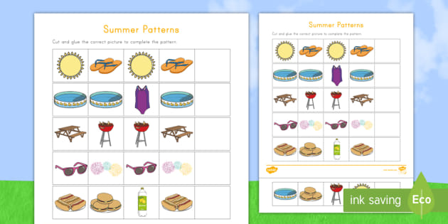 Summer Patterns Cut and Paste Activity (teacher made)