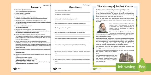 The History of Belfast Castle Differentiated Reading Comprehension Activity