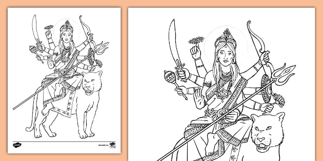 durga puja coloring pages for kids