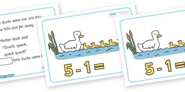 Five Little Ducks Number Sentence Frames