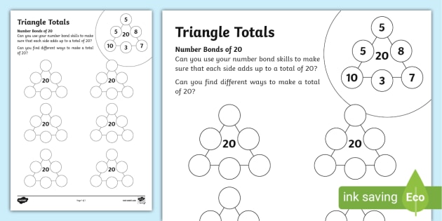 Number Bonds to 20 Arithmagons (teacher made)