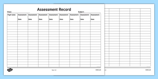 ROI Assessment Record-Irish (teacher made)