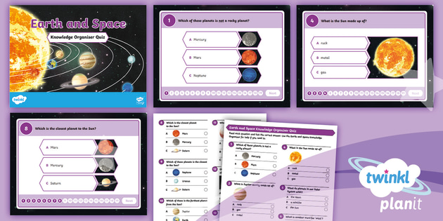 Science Earth and Space Year 5 Knowledge Organiser Quiz Pack