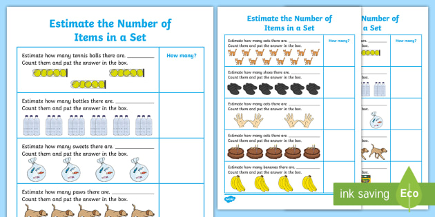 Estimate the Number of Items in a Set Worksheets