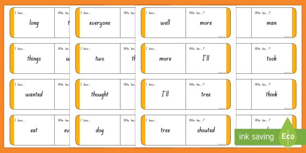 Sight Words - Orange Loop Cards (teacher made)