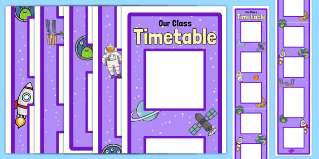 Large Space Themed Vertical Visual Timetable Display - timetable