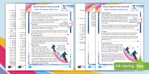 LKS2 Menna Fitzpatrick Winter Paralympic Athlete Differentiated Reading