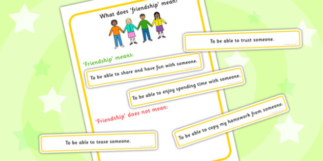 What Does Friendship Mean Sorting Activity - communication