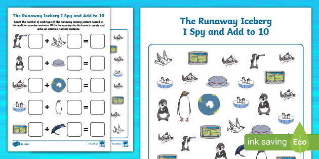 👉 The Runaway Iceberg I Spy and Add to 10 Activity