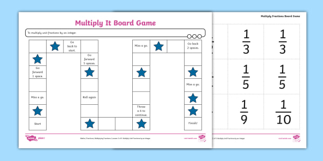 👉 Multiply Unit Fraction by an Integer Board Game PlanIt Maths