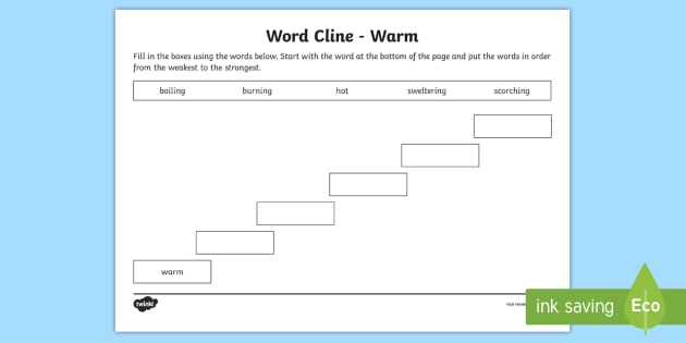 Word Cline for 'Warm' Worksheet (teacher made)