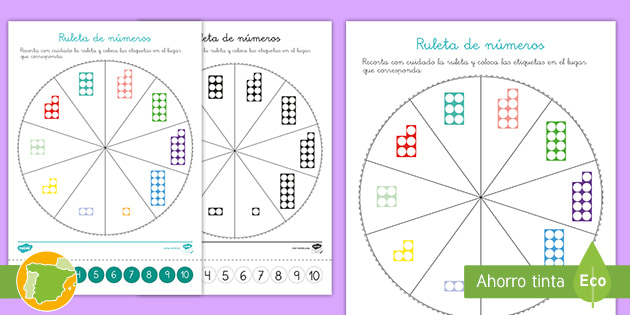 Ficha de actividad: Ruleta de números - Matemáticas manipulativas