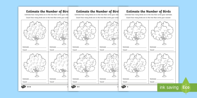 Estimating the Number of Birds Differentiated Worksheets