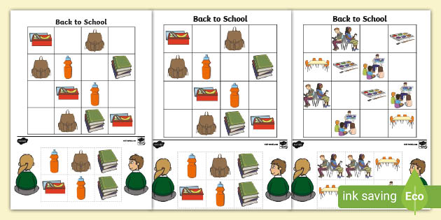 Back to School Picture Sudoku | Printable Sudoku Worksheets