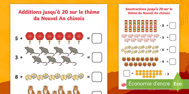 Additions et soustractions sur le thème du Nouvel An chinois