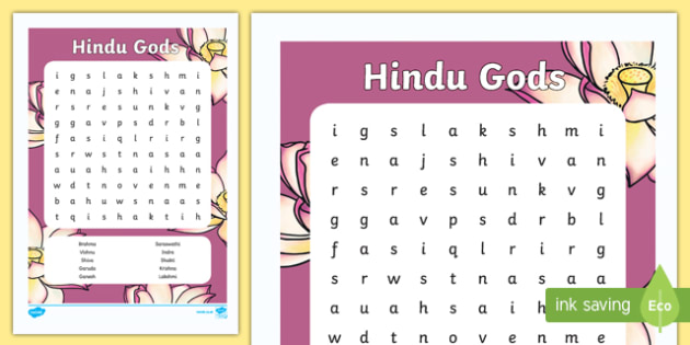 Hindu Gods Word Search