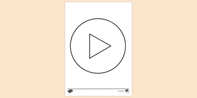 Play Button Colouring Sheet | Colouring Pages