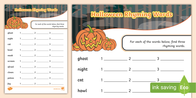Halloween Rhyming Worksheets 15 Halloween Worksheets For Kindergarten
