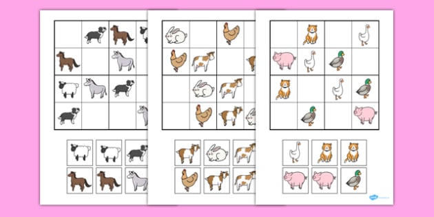 Los animales de la granja Sudoko